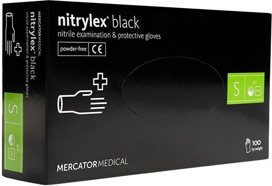 Doreza nitrili Mercator Medical nitrylex black, madhesia S, 100 ...