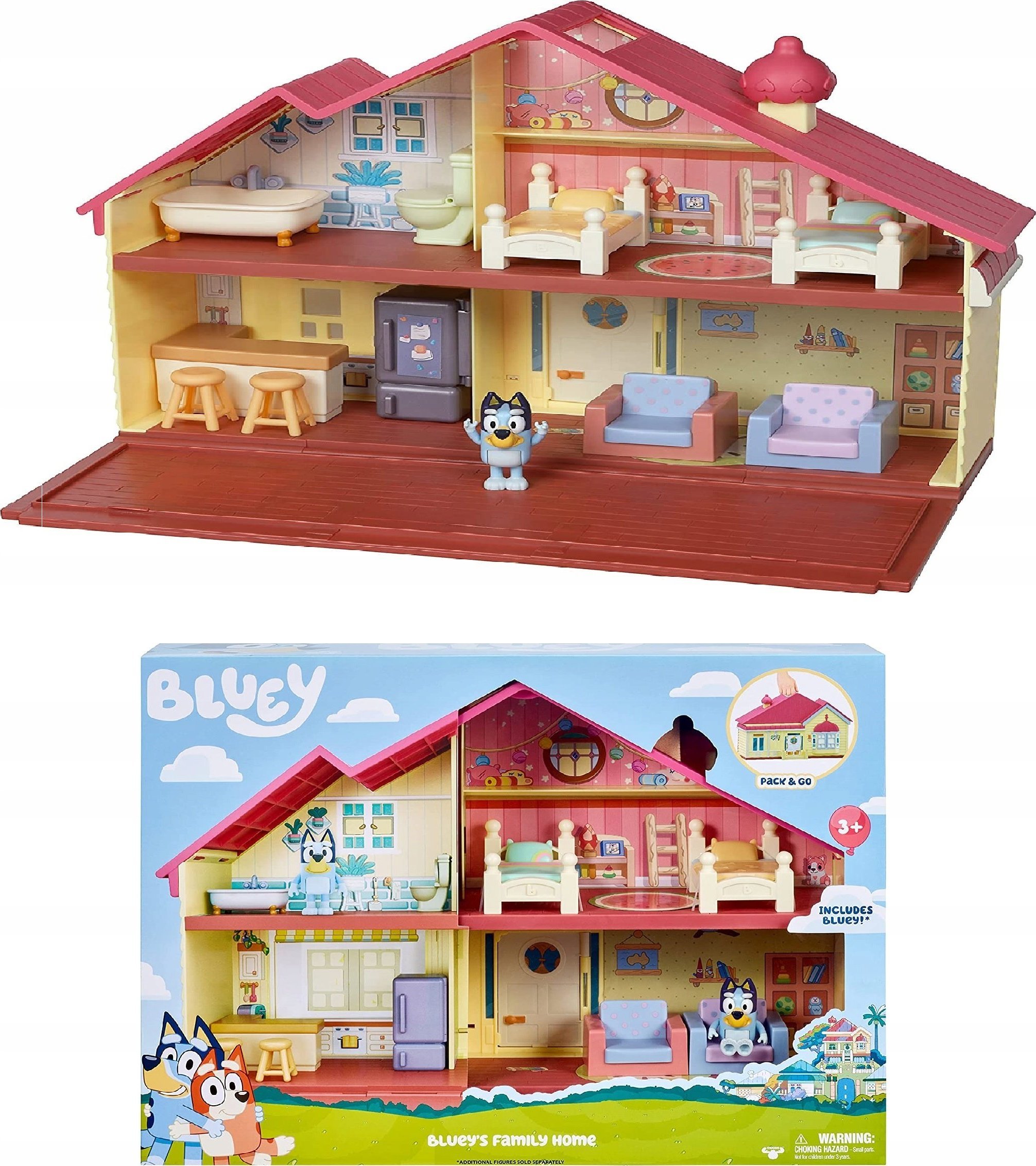 Set loje Moose Toys Bluey Family House, shtepi loder me mobilie ...