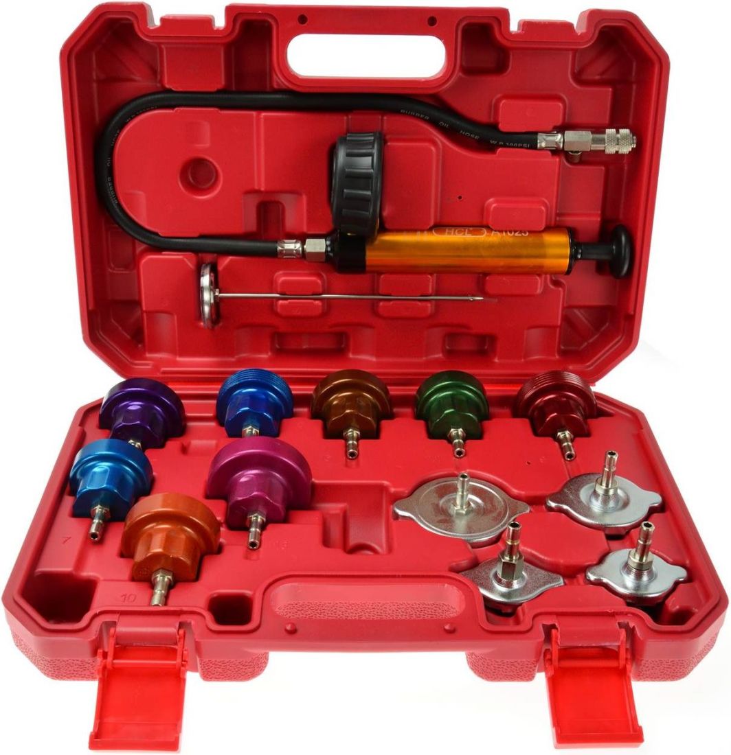 Set testeri presioni dhe temperature ftohje Geko, 12 adaptere, me ...