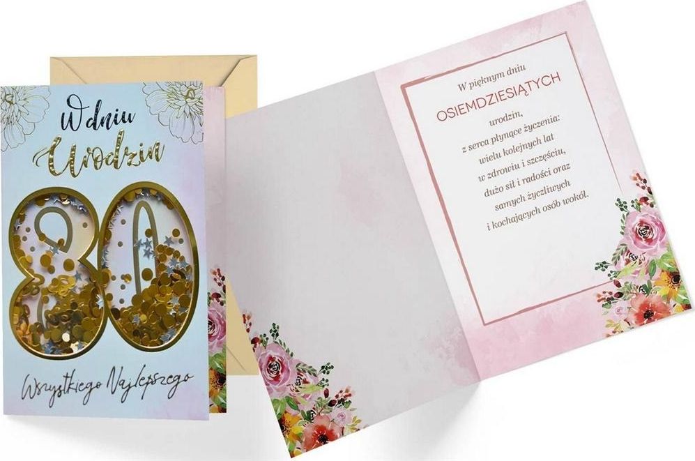 Kartoline urimi Kukartka B6 Confetti KNF-043, ditelindje 80 vjec ...