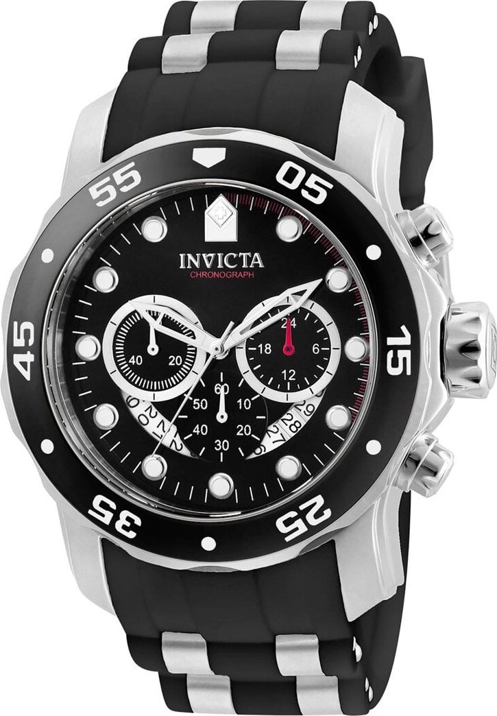 Рачен часовник Invicta Chronograph, машки, силиконски ремен, црн ...