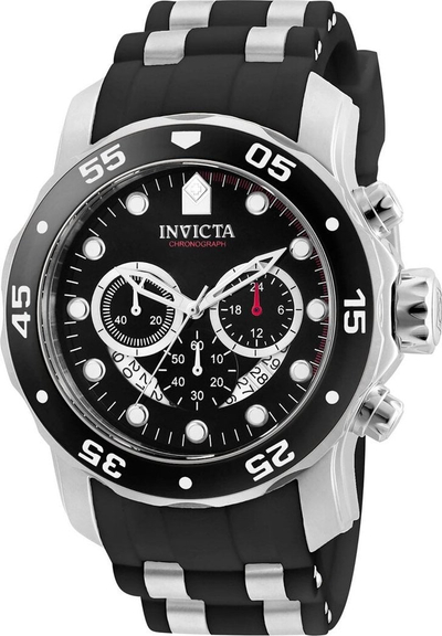 Рачен часовник Invicta Chronograph, машки, силиконски ремен, црн ...
