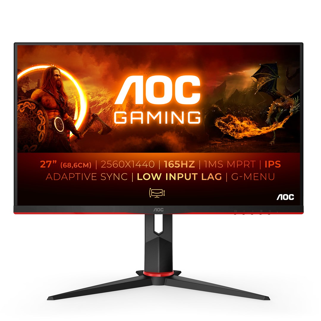 Monitor AOC Q27G2S/EU, 27", QHD 2K, 165Hz, 1ms, i zi/portokalli ...