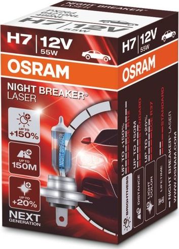 Llambe auto OSRAM NIGHT BREAKER LASER H7, 12V, 55W, drite e bardhe ...