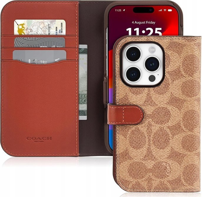 Калпак портофол Coach Folio Signature, за iPhone 15 Pro, кожа, | ZirafaMall