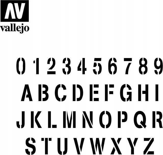 Shabllon plastik Vallejo Stencil STLET002 Stamp Font, shkronja ...