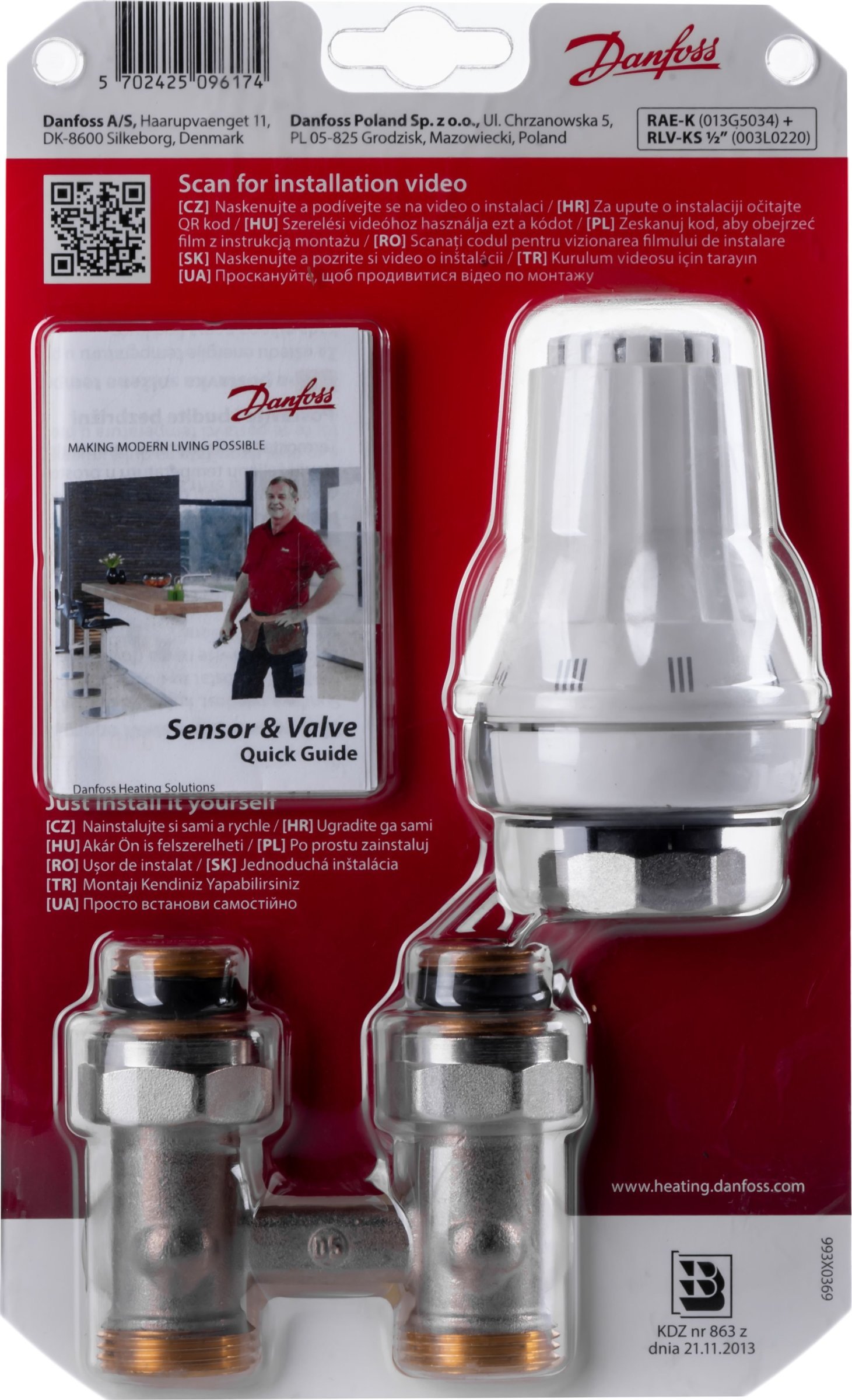 Set termostatik radiatoresh Danfoss RAE-K VKO, per sistem me dy ...