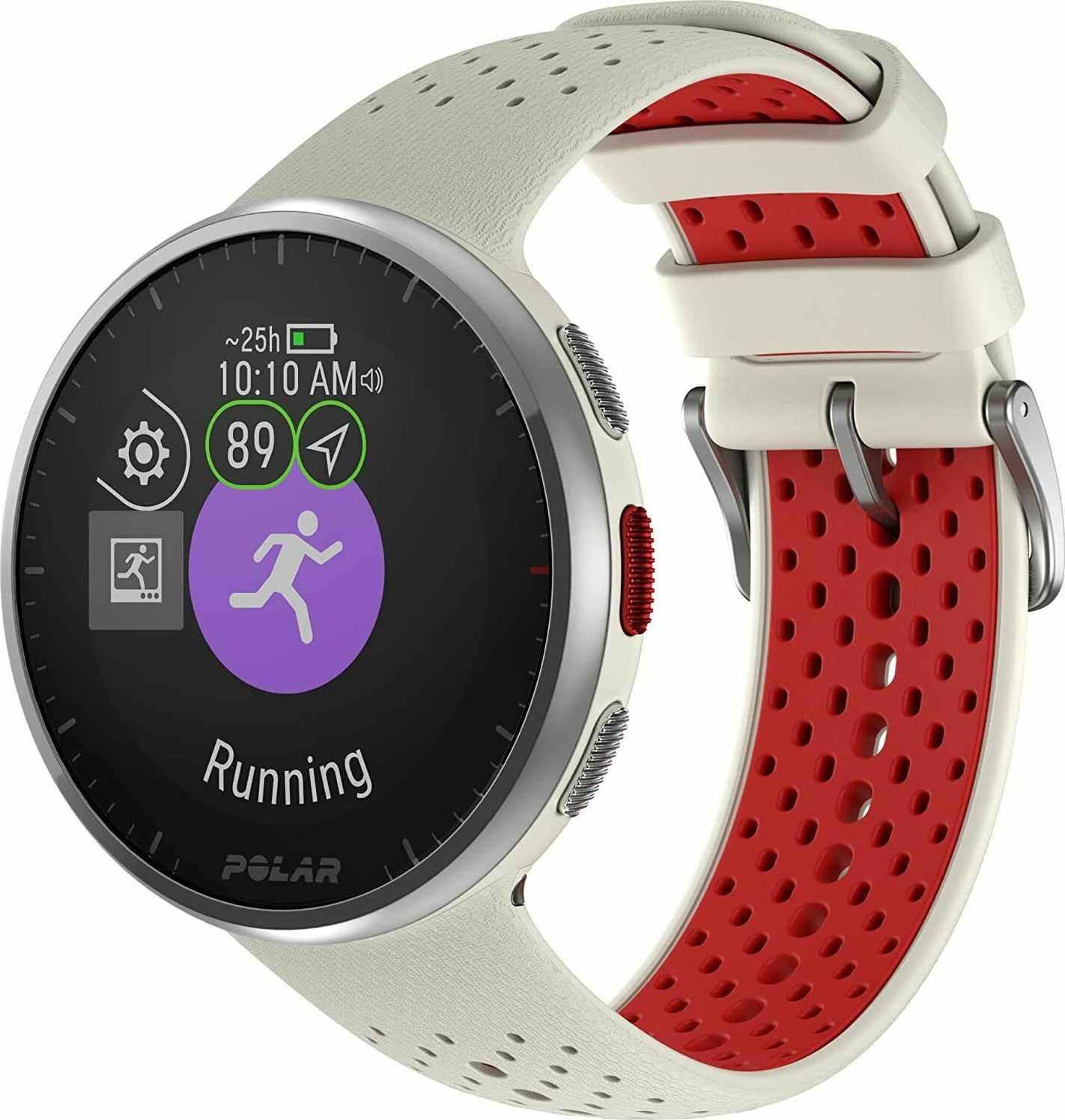 Спортски часовник Polar Pacer Pro S/L, GPS, MIP екран, бело-црвен ...