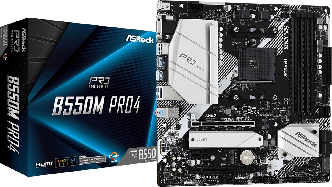 ASRock B550M Pro4 AMD AM4 MicroATX Матична Плоча | ZirafaMall