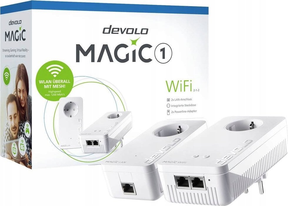 Powerline Wi-Fi комплет Devolo Magic 1, 1200 Mbps, Mesh, бел | ZirafaMall