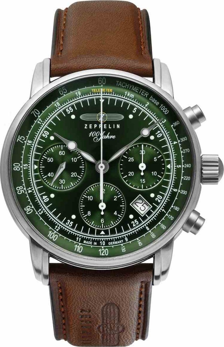 Ore dore Zeppelin 100 Years 8618-4, 43mm, automatike, rrip lekure kafe ...