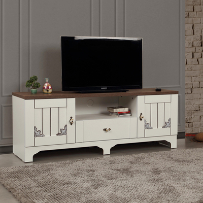 Komodine per TV Gazel 140, bardhe, kafe | GjirafaMall