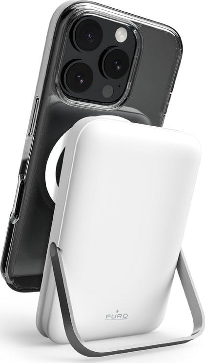 Powerbank Puro Stand Power Mag, 10000mAh, MagSafe, бела | ZirafaMall